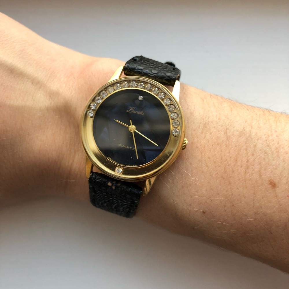 Rare Vintage Black & Gold Lucida Watch - Gem